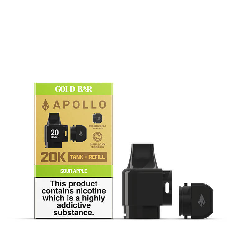 Gold Bar Apollo 5ml Pod & 2ml Refill Combo - Sour Apple flavour - Nic ...
